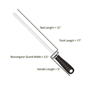 Shenzhen Knives | White Ceramic Knife Sharpener Honing Rod | Best Professional Knife Sharpening Tool | 12 Inch Honing Stick | Ceramic Honing Rod | Chef Knife Sharpening Rod | Kitchen Knife Sharpener