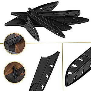 XYJ Knife Sheath Set of 12 Knife Edge Guards Blade Protector Knife Cover for Stainless Steel Paring Santoku Utility Slicing Chef Knife Plastic Knife Case Black White
