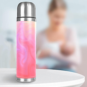 Stainless Steel Leather Vacuum Insulated Mug Psychedelic Thermos Water Bottle for Hot and Cold Drinks Kids Adults 16 Oz