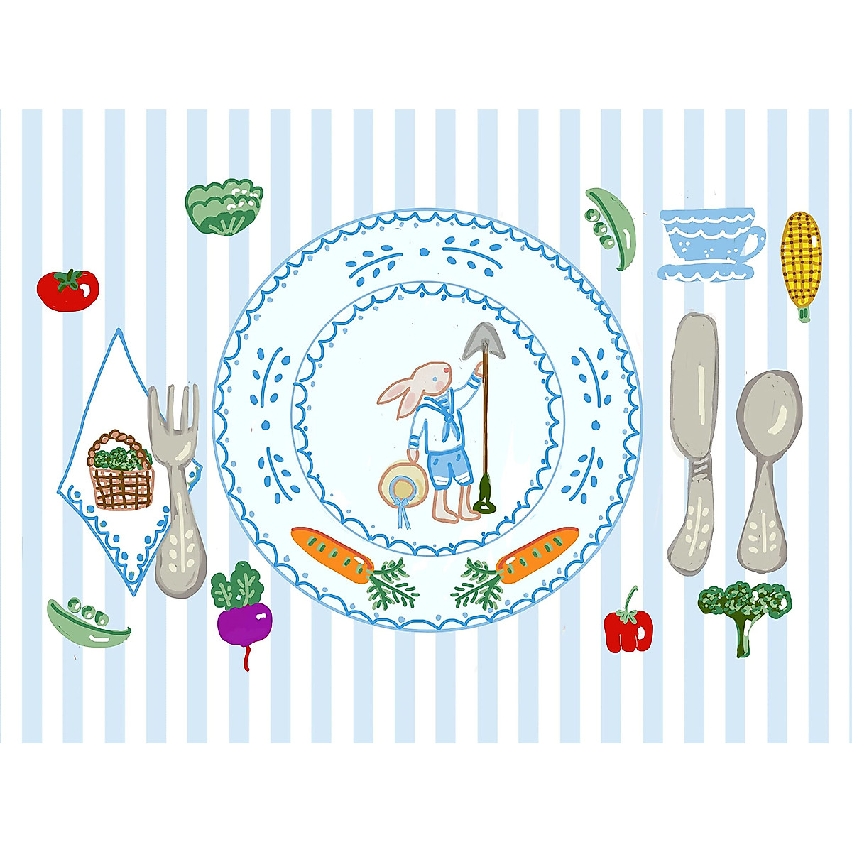 SharkBliss Montessori Placemat, Easter Floral Bunny Themed Montessori Placemat Table Place Setting Etiquette Education Placemat Set of 4 for Toddler Kid Child Preschool Homeschool Dining Table Manners