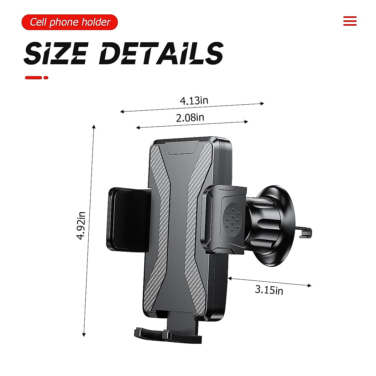 BELOMI Car Phone Mount, Car Air Vent Cellphone Holder, 360° Rotation Adjustable Mobile Phone Bracket, Hands Free Phone Cradle Compatible with iPhone 14 13 12 Pro Max Smartphones (Carbon Fiber)