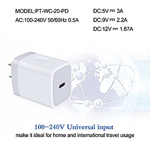USB C Wall Charger Block 20W for iPhone 14/14 Pro/14 Pro Max/13 12 11 SE XS XR X 8 Plus, iPad Pro, Google Pixel 6a/5/4, Samsung, 2Pack PD Power Adapter Type C Fast Charging Block USB C Box Plug Brick