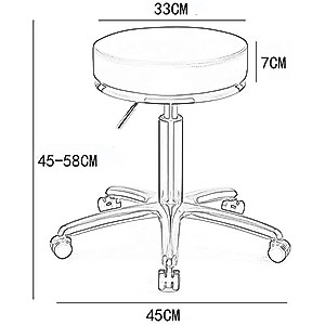 Fengflaw Rolling Stool Swivel Salon Beauty Chair Adjustment Hairdresser Round Leather Cushion with Wheels And Gold Stainless Steel Base for Spa Work Office Massage Manicure Tattoo Task Chair,Blue