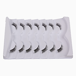 GMAGICTOBO False Eyelashes Natural Half Lashes Short Wispy Clear Band Lashes Pack Cat Eye 3D Faux Mink Lashes Fake Eyelashes 7 Pairs Multipack
