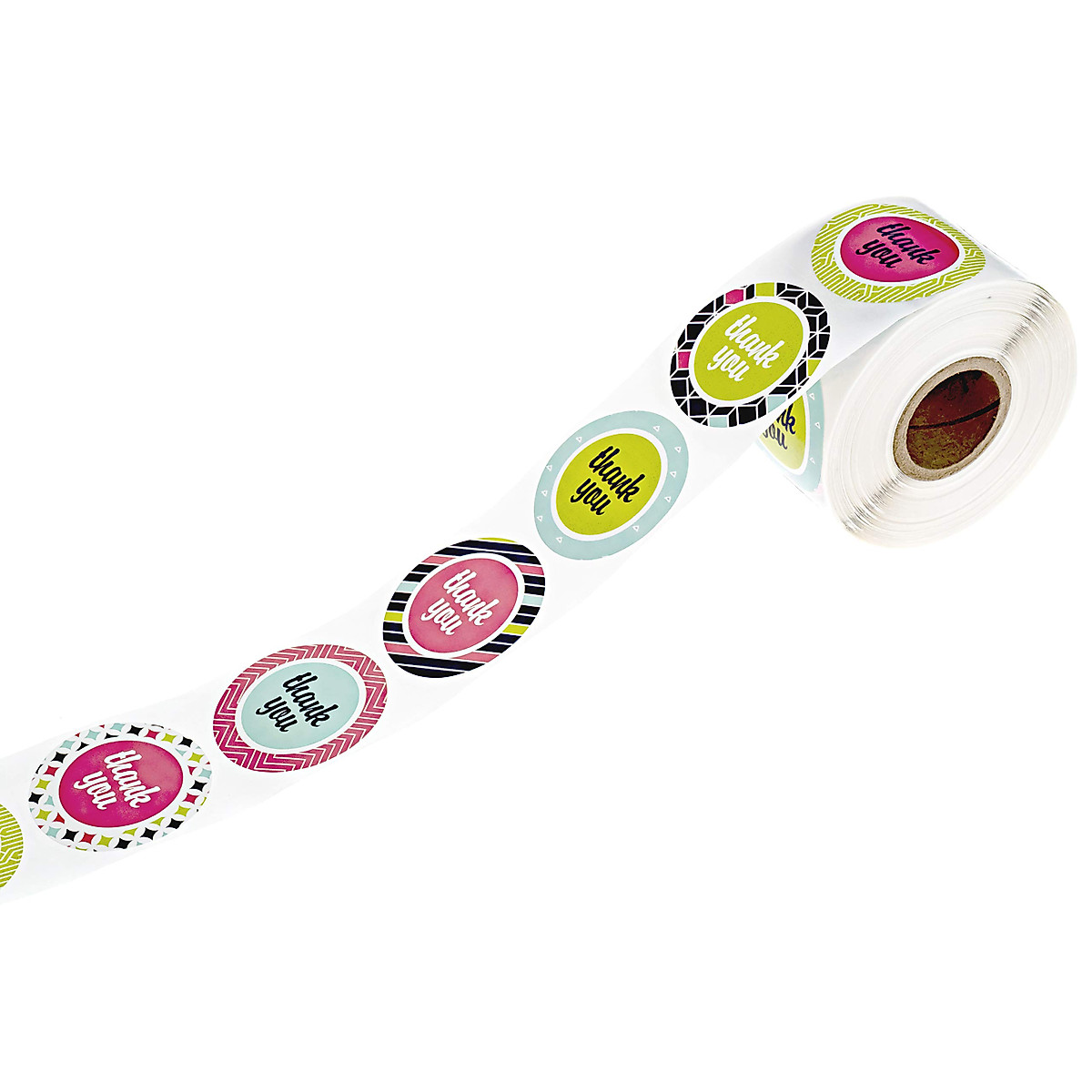 Retro Mod Thank You Labels / 500 1.5" Thank You Stickers/Pink Navy Aqua Thank You Labels