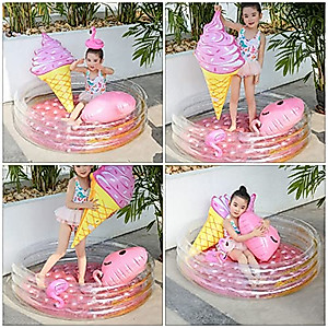 ABOOFAN 1pc Center Summer Glitter Fun Outdoor Play Blow Tube Kiddie Baby Pool Swimming Boy Three for Pools Children Kids Rings Portable Girl Toy Paddling Garden Inflatable Round