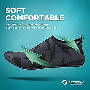 SEEKWAY Water Shoes Barefoot Aqua Socks Non Slip Quick-Dry for Beach Pool Swimming River Lake Women Men Black Shark SK001