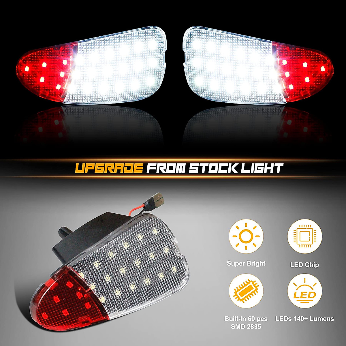 NDRUSH LED Door Panel Courtesy Light Door Interior Light Step Lights Assembly Replacement Compatible with 1997-2003 Ford F150 1997-1999 F250