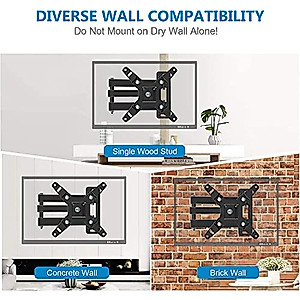 Full Motion TV Wall Mount TV Bracket with 360°Rotation, JUSTSTONE Swivel Tilt Extension TV Mount Fits Most 13-45 Inch TVs & Monitors, Max VESA 200x200mm, Holds up to 55lbs/25kg