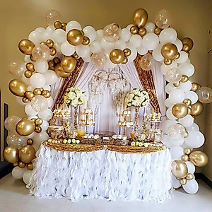 RUBFAC 65pcs White Latex Party Balloons, 12 Inches Helium Party Balloons with Ribbon for Wedding, Birthday, Graduation, Baby Shower, Bridal Shower