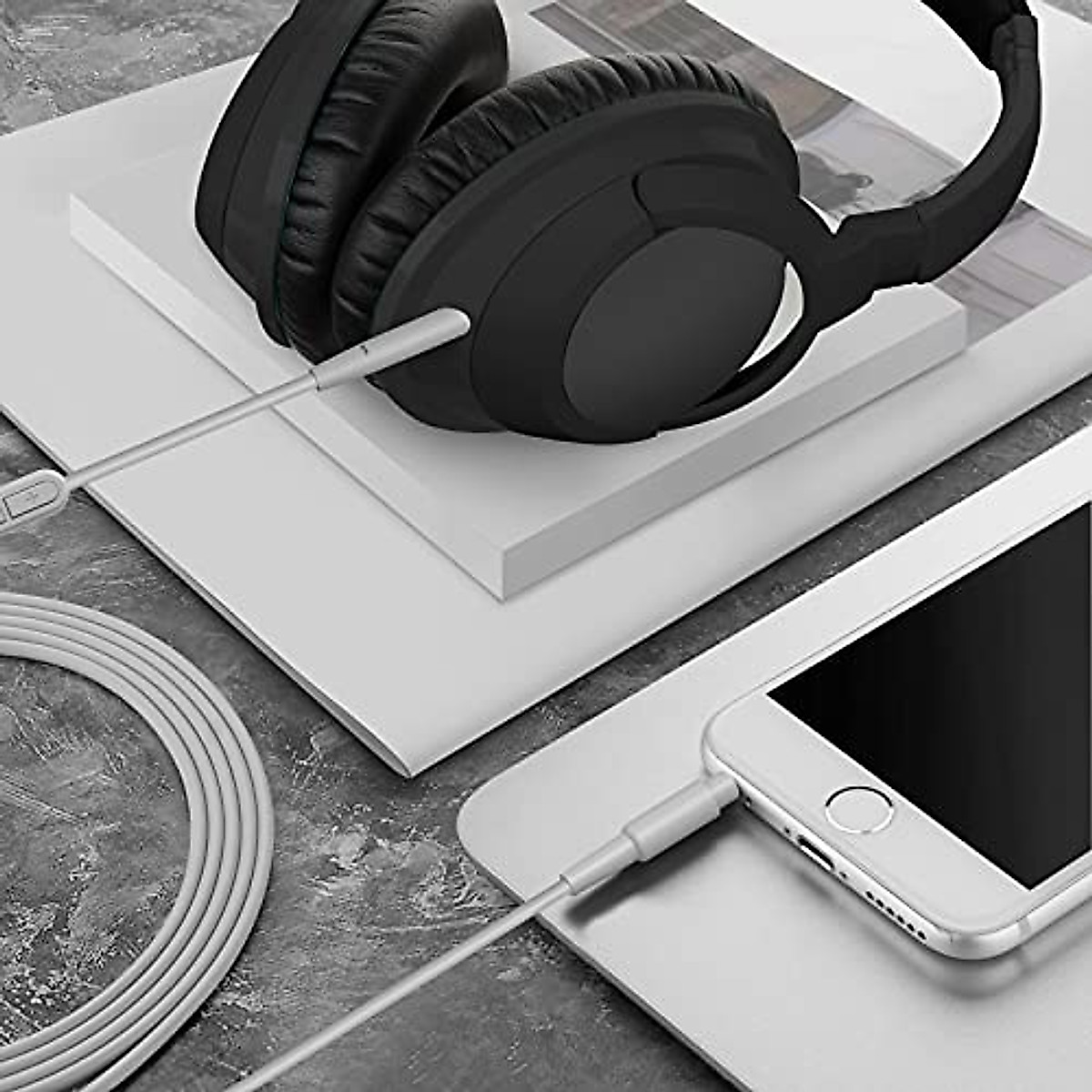 Geekria QuickFit Audio Cable with Mic Compatible with Bose SoundTrue Around-Ear II, SoundTrue, SoundLink II On-Ear Cable, 2.5mm Aux Replacement Stereo Cord with Inline Microphone (4 ft/1.2 m)