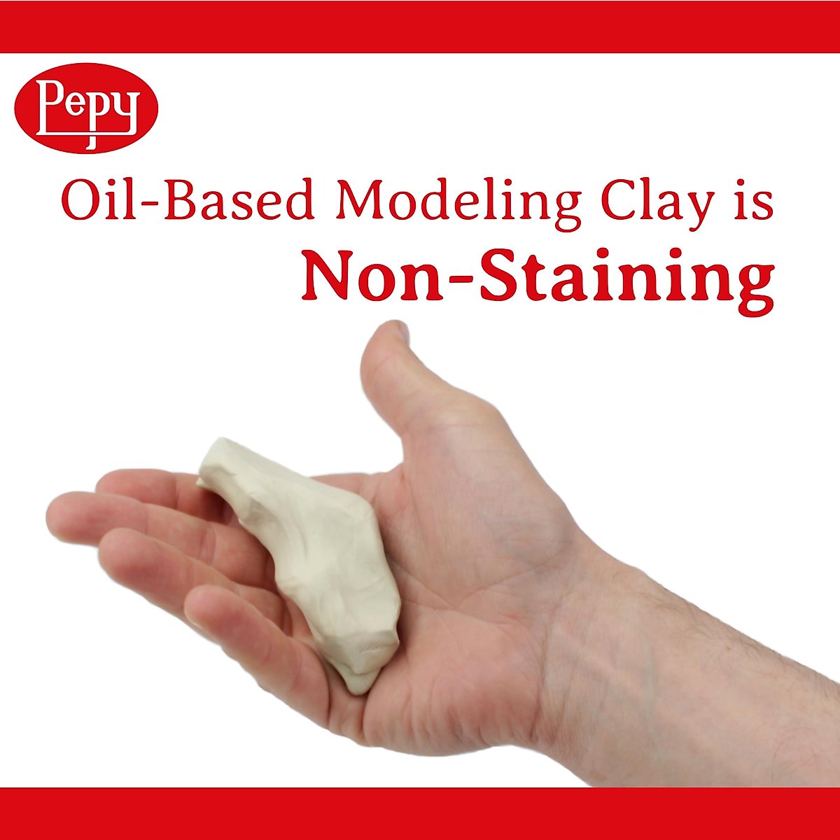 Pepy Reusable and Non-Drying Oil-Based Plasticine Modeling Clay, Cream, 2 Pounds, Sulfur-Free & Non-Toxic, Great for Kids, Beginners, and Artists, Perfect for Arts and Crafts Projects