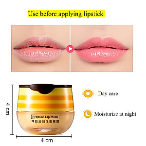 2 PCS Bee Lip Balm Honey Pot,Honey Lip Mask,Honey Propolis Lip Mask Moisturizing Moisture Nourishing Dry & Chapped Lips,Lip Care and Reduces Lip Lines