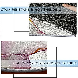 Round Chair Mat for Carpet Marble Thick Home/Office Floor Protector Purple Non-Slip Floor Mats Office Rug Floor Protectors 4 FT