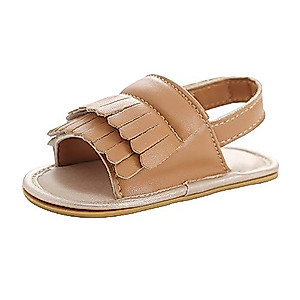 koshine Baby Sandal Tassels Summer Toddler Slipper Shoes 0-18 Months (12-18 Months,Khaki)