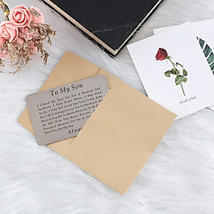 JAmuruwt Gifts for Son Metal Wallet Insert Card to My Son Gifts from Mom and Dad Birthday Christmas Graduation Wedding Deployment Gifts for Son