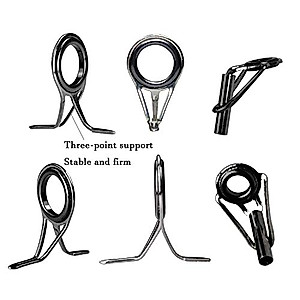 QualyQualy Fishing Rod Tip Repair Kit Rod Guide Repair Kit Pole Eyes Tip Repair Kit Stainless Steel Ceramic Ring Fishing Rod Repair Kit Fishing Pole Tip Guides Replacement Kit 7pcs