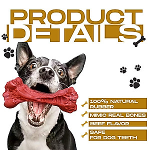 TECHPET Indestructible Dog Toy, Tough Dog Toys for Aggressive Chewers, Rubber Dog Teething Toys, Dog Toys to Keep Them Busy, Dog Bones Made with Rubber for Medium Large Dog