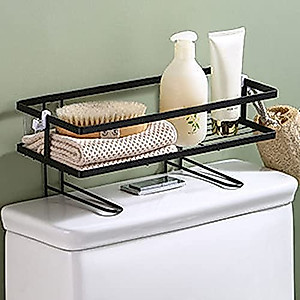 Headerbs Over Toilet Bathroom Organizer, Convenient Practical Toilet Shelf for Home (Single Layer Black)