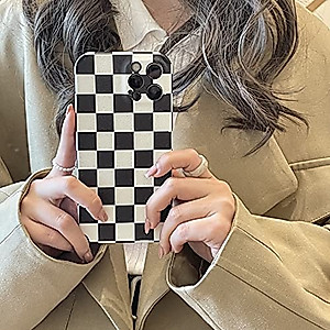 Compatible with iPhone 12 Pro Max Buffalo Plaid Black and White Phone Case,Grid Checkerboard Leather Soft Flexible TPU Anti Scratch Shock-Proof Protective Cover(Iphone12pro max)