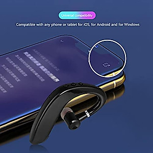 ASHATA Bluetooth 5.2 Headset,Hands Free Ear Hook Bluetooth Wireless Headphone,Waterproof Ultralight Ear Hook Headphone,Single Ear Business Earphone for Sport Driving Business Office