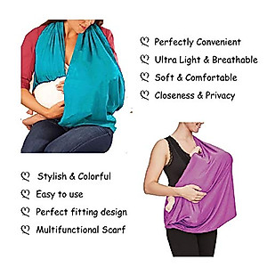 2 Pack Nursing Cover Breastfeeding Cover Breast Feeding Cover ups Infinity Scarf, JTSN Lightweight Soft Breathable Udder Cover Light car-seat Stroller Canopy mom Baby Essentials (Teal Fuchsia)
