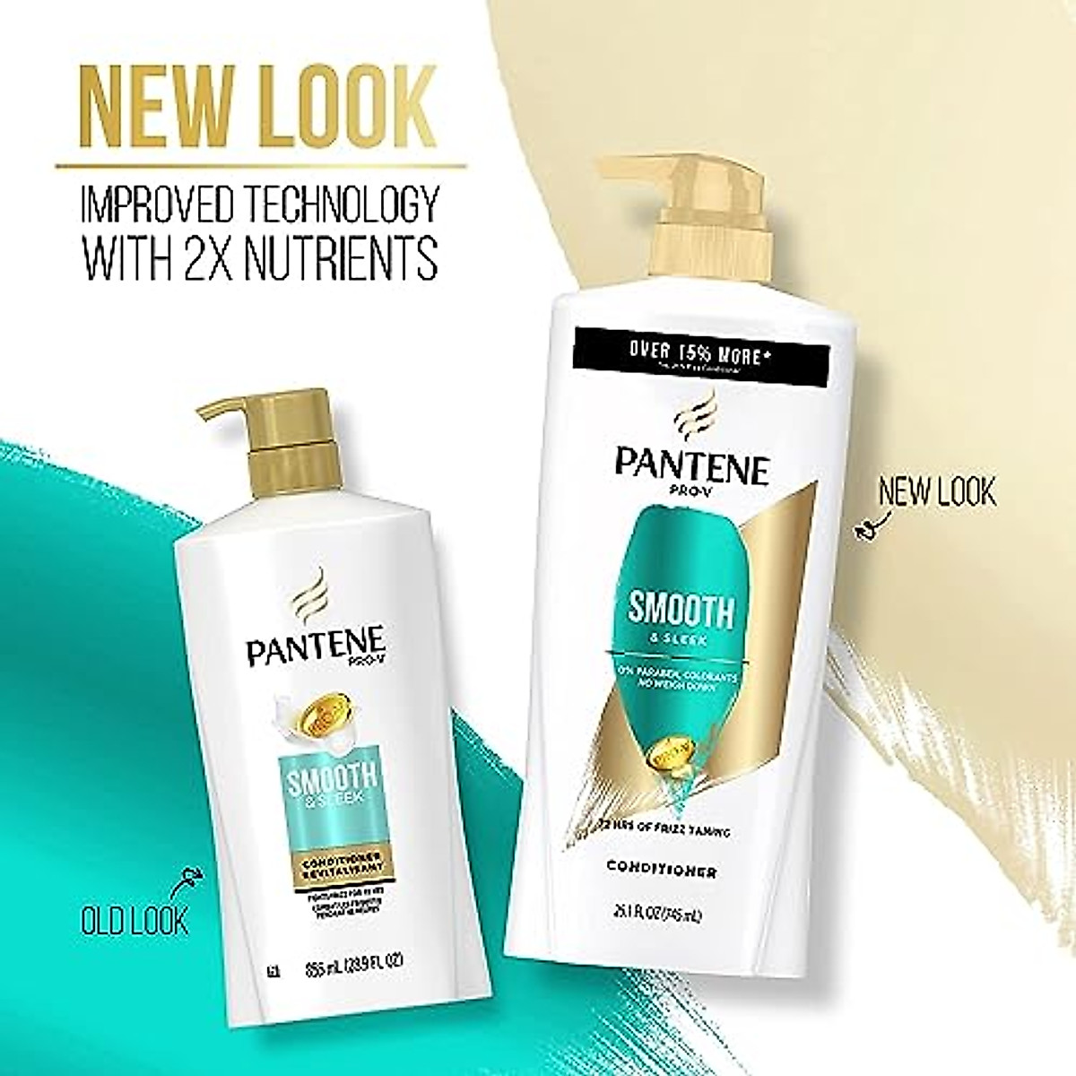 Pantene Shampoo, Conditioner and Hair Treatment Set, Smooth and Sleek for Frizz Control, Safe for Color-Treated Hair