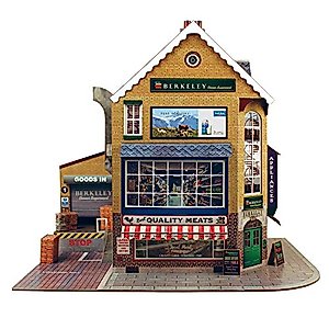 The CityBuilder Corner SUPERMART Cardboard Model Making Kit - O Scale Model Railroad Building