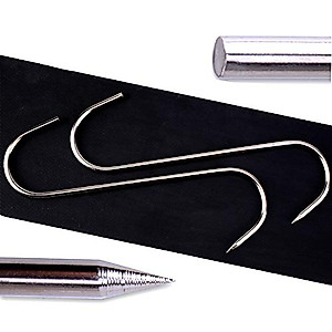 Meat Hook 10 Inch 6mm S-Hooks HONSHEN Stainless Steel Meat Hooks for Hanging Processing Butcher Hook 4Pack (Meat Hooks 6mm 10inch)