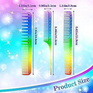 WLLHYF 3 Pieces Rainbow Hair Combs, Rat Tail Fine Cutting Comb Professional Salon Hairdressing Pintail Comb Anti-Static Fine Tooth Comb for Women Men Kids Various Hair Types Back Combing