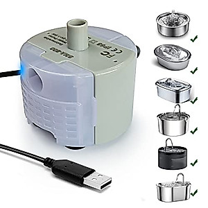 Cat Water Fountain Pump,Cat Fountain Pump Replacement Pump SMA-800 Submersible Motor,Pet Water Fountain Pump for Stainless Steel Cat Water Dispenser (Bottom Pumping)