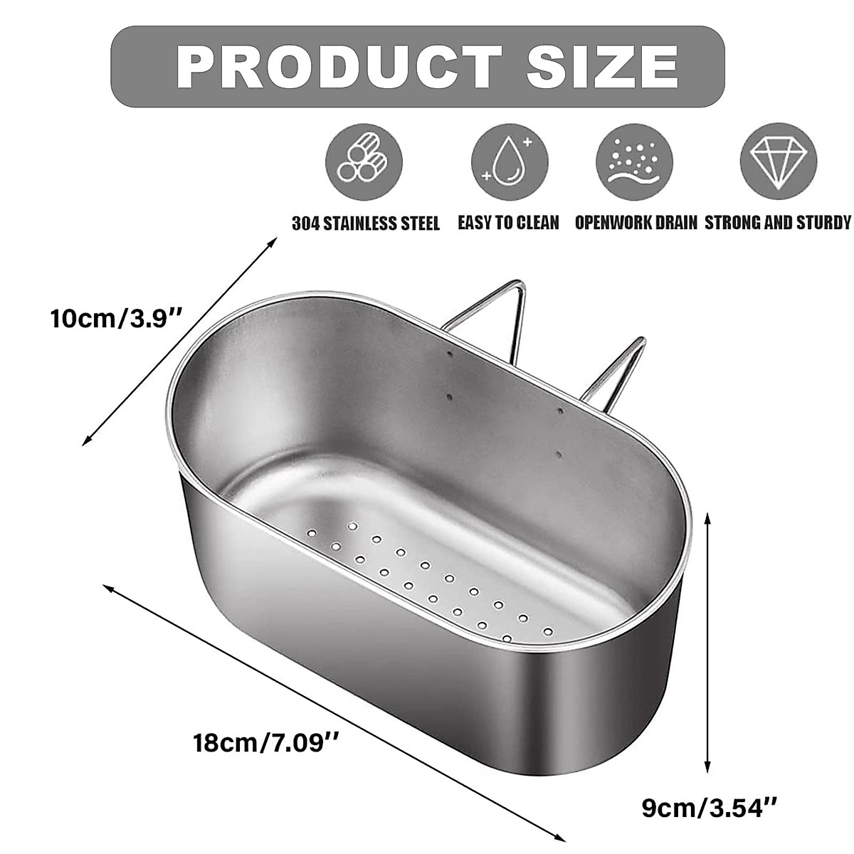 2PCS Stainless Steel Sink Drain Strainer Basket, Multifunctional Hanging Sink Strainer Colander Drain Basket for Filter Kitchen Waste and Wash Vegetables Fruits