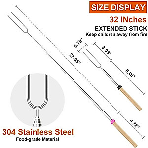 Amestar 12 Pack Marshmallow Roasting Sticks Telescoping Rotating Smores Skewers Hot Dog - 32 inches -Extendable Smores Sticks Forks for fire Pit, Campfire, Camping, Bonfire and Grill