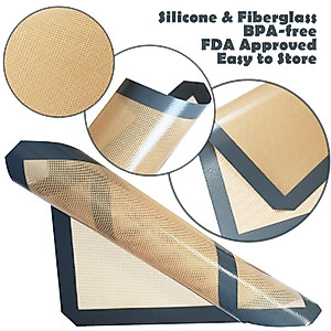 Betus Silicone Baking Mat - Professional Kitchen Food Bakeware (11-5/8" X 16-1/2") - Non-Stick Pastry Sheet Mat for Freezer, Oven, Microwave(2 Pack Set)