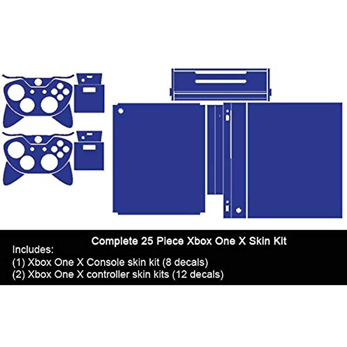 Brushed Blue Metal - Air Release Vinyl Decal Mod Skin Kit by System Skins - Compatible with Microsoft Xbox One X (XB1X)