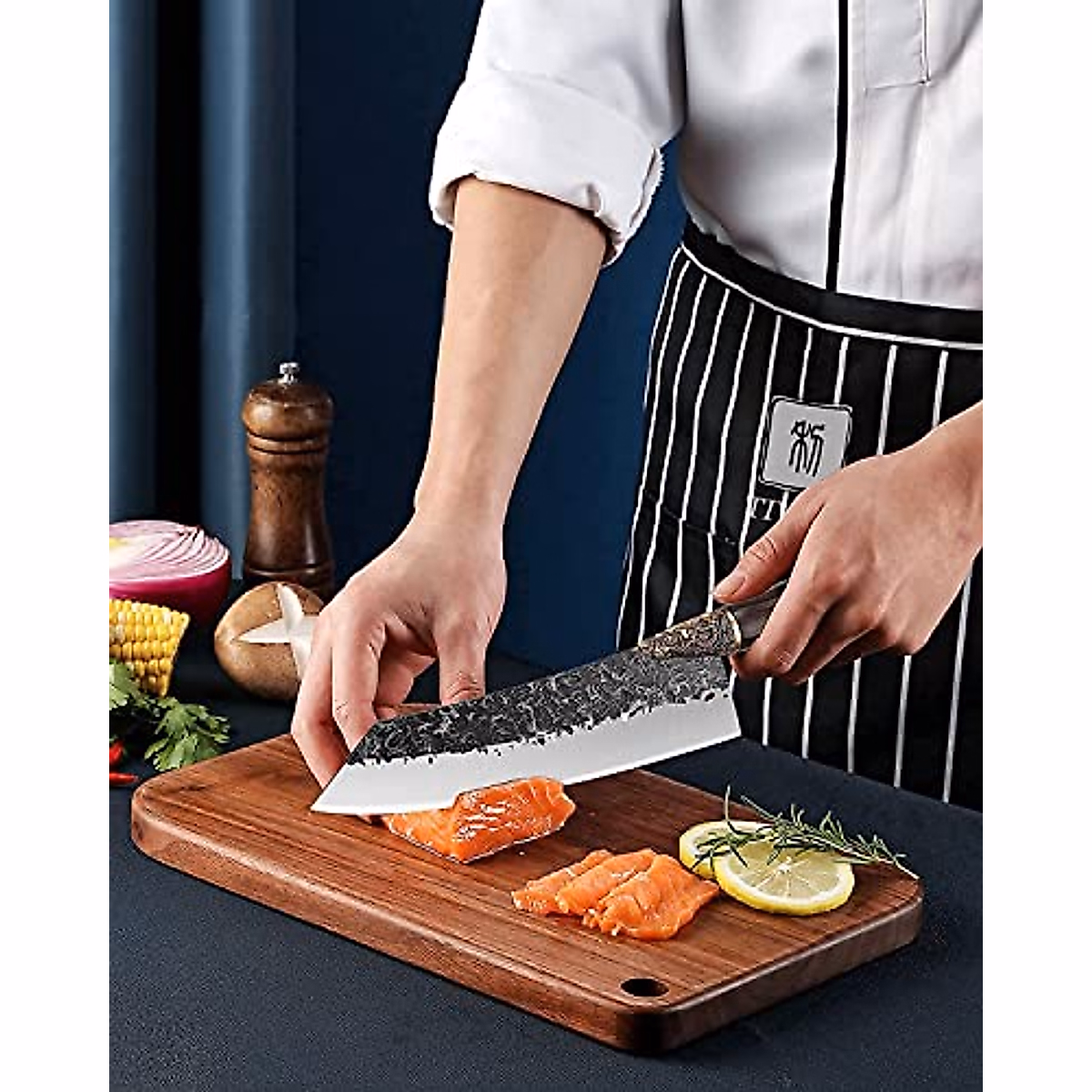 TIVOLI Professional Chef Knife Japanese Gyuto Knife Hand Forged Knife Meat Cleaver Full Tang Butcher Knife for Vegetables Meat Cutting for Kitchen Outdoor Cooking knifes Thanksgiving Christmas Gift