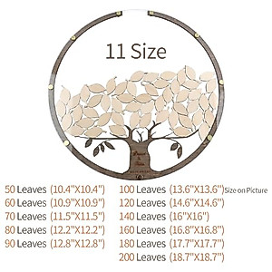 Tree with Leaves Wedding Guest Book Alternative with Box and Small Leafs,Personalized Drop Round Wedding Guest Book for Rustic Wedding Decorations and Anniversary