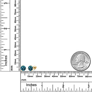 Gem Stone King 14K Yellow Gold Martini Earrings | 3 Prong Screw Back Stud Earrings for Women | Round 6MM | Gemstone Birthstone | Gold Earrings for Women