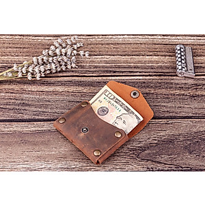 Handmade Card Holder, Minimalist Card Case, Slim Wallet, 100% Leather, Wallet with Card Holder, Minimalist Design (Brown)