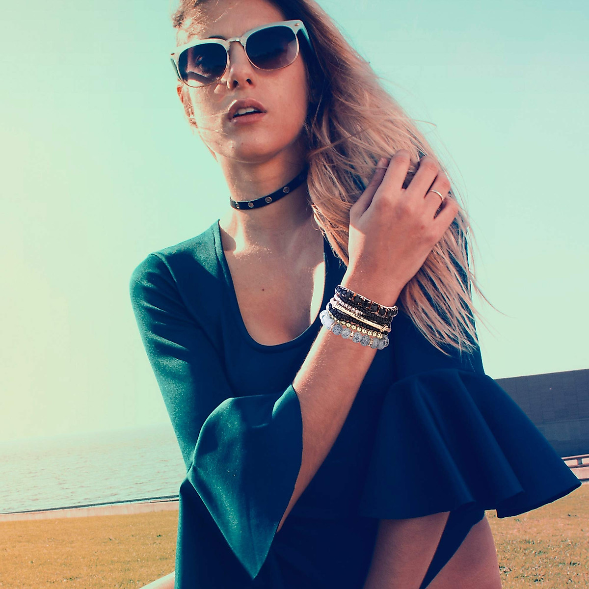 LOYALLOOK 8 Sets Bohemian Stackable Bead Bracelets for Women Stretch Multilayered Boho Stackable Bracelets Stack Beads Multicolor Beaded Strand Bangle Charm Bracelets Boho Tassel Bracelet Set Handmade