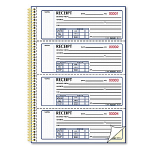 Rediform 8L810 Money Receipt Book 7 x 2 3/4 Carbonless Duplicate Twin Wire 300 Sets/Book