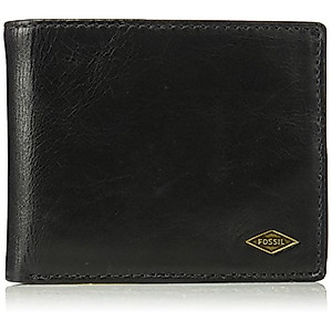 Fossil Men's Ryan Leather RFID-Blocking Bifold with Flip ID Wallet, Black, (Model: ML3729001)