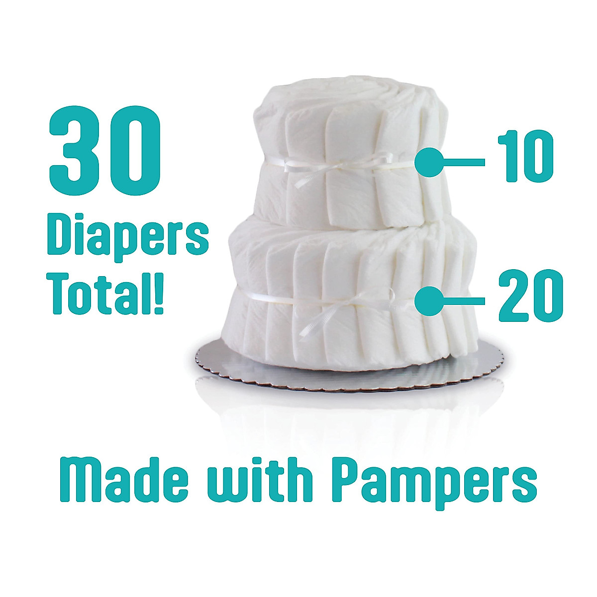 Decorate it Yourself 2 Tier Plain Diaper Cake White