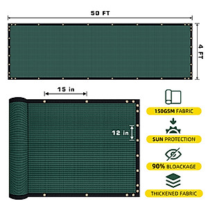 SEKKVY 4' x 50' Privacy Screen Fence, 90% Blockage Mesh Shade Net Cover for Garden, Wall, Chain Link Fence