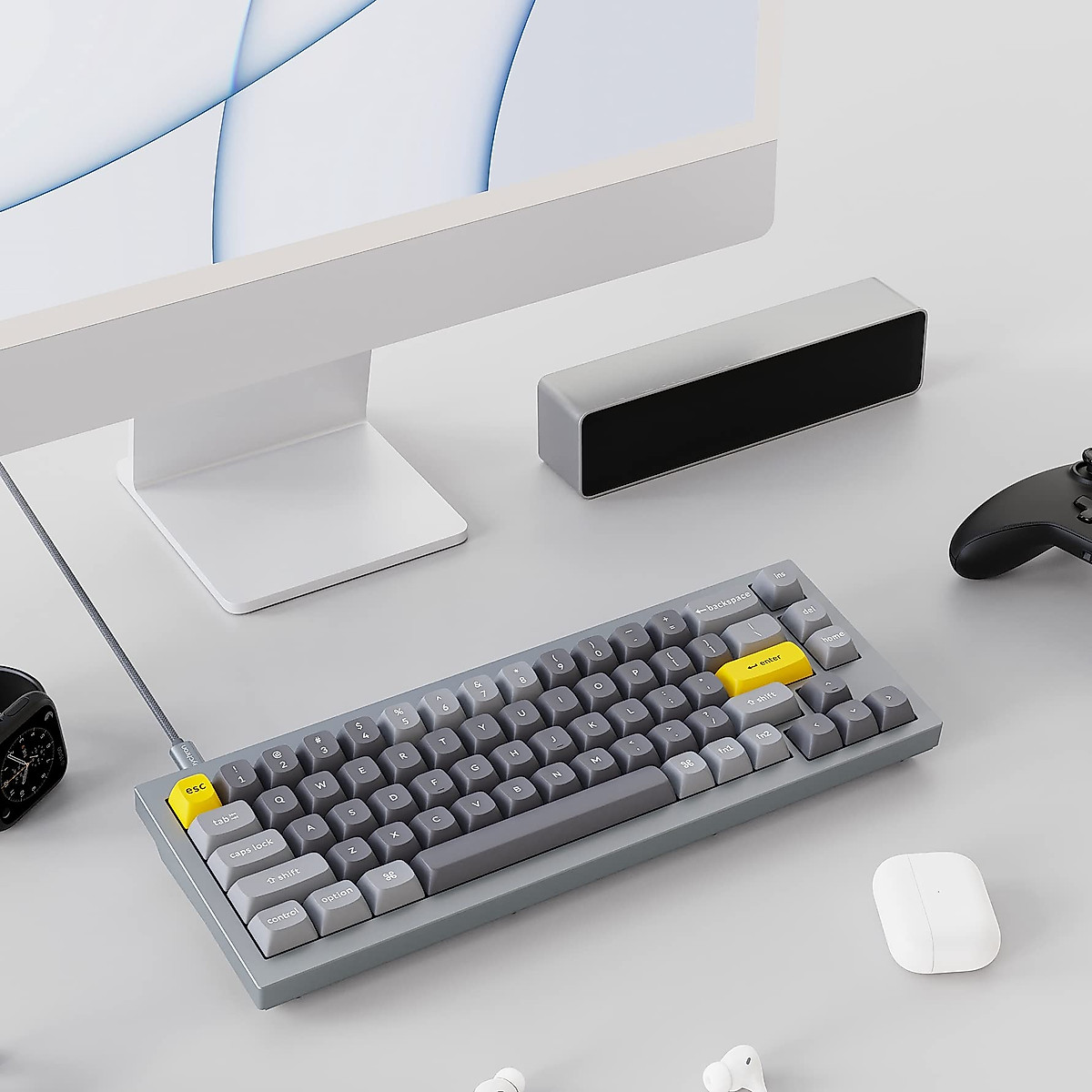 Keychron Q2 Wired Custom Mechanical Keyboard, QMK/VIA Programmable Macro, Full Aluminum, Hot-Swappable Gateron G Pro Red Switch, 65% Layout Double Gasket Compatible with Mac and Windows - Grey