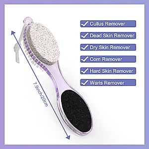 Fangze Pumice Stone Brush for Feet - 2 Pack Foot Brush Scrubber 4 in 1 Foot File Pedicure Paddle Kit for Foot Care (Lilac and Blue)