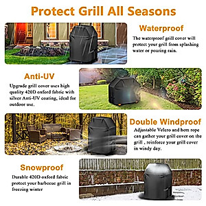 Aoretic Grill Cover 32 inch Gas BBQ-Cover, Fit Most 2 Burner Grill Waterproof Small Barbeque Cover with Velcro Straps & Adjustable Drawstring for Weber,Nexgrill,Char-Broil, Monument,Dyna-Glo,Kenmore