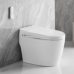 WinZo Luxury Smart Toilet with Bidet Built In, Intelligent Toilet with Heated Seat, Elongated One Piece Toilet with Auto Flush, Instant Warm Water & Dryer, Night Light, White
