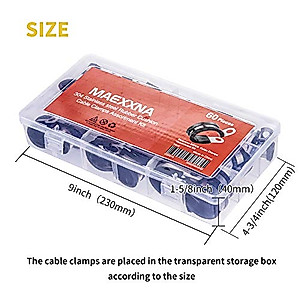 Maexxna 60pcs Wire Clamps Assortment Kit, Stainless Steel 304 Rubber Cushion Cable Clamps Assorted in 7 Sizes 1/4'' 5/16'' 3/8'' 1/2'' 5/8'' 3/4'' 1'', Pipe Clamp Set for wiring, lines and hoses