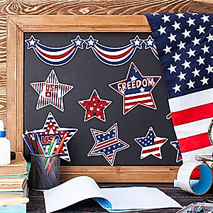 Whaline 24Pcs Patriotic Refrigerator Magnets 4th of July Stars Fireworks Refrigerator Magnetic Stickers Stars and Stripes Magnetic Decals for Independence Day Fridge Metal Door Cabinets Mailbox Decor